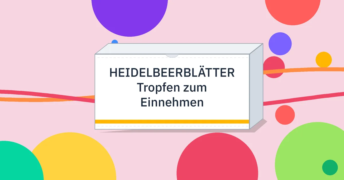 Symbolbild: Packung mit der Aufschrift HEIDELBEERBLÄTTER Tropfen zum Einnehmen (PZN 11547612) – Verfügbarkeit und Bezug in Apotheken in Frankfurt am Main