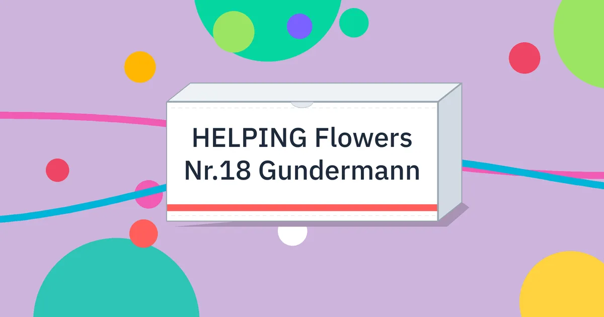 Symbolbild: Packung mit der Aufschrift HELPING Flowers Nr.18 Gundermann (PZN 12499772) – Verfügbarkeit und Bezug in Apotheken in Frankfurt am Main