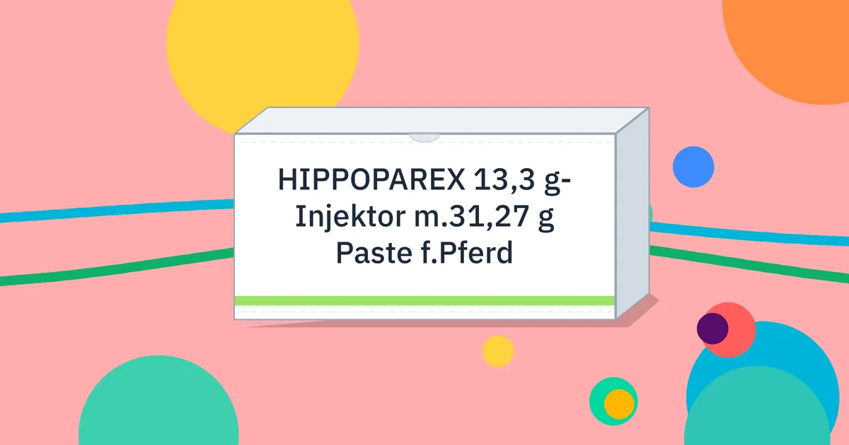 Symbolbild: Packung mit der Aufschrift HIPPOPAREX 13,3 g-Injektor m.31,27 g Paste f.Pferd (PZN 10339656) – Verfügbarkeit und Bezug in Apotheken in Frankfurt am Main