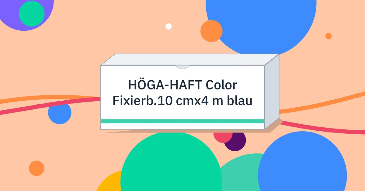 Symbolbild: Packung mit der Aufschrift HÖGA-HAFT Color Fixierb.10 cmx4 m blau (PZN 10933253) – Verfügbarkeit und Bezug in Apotheken in Frankfurt am Main