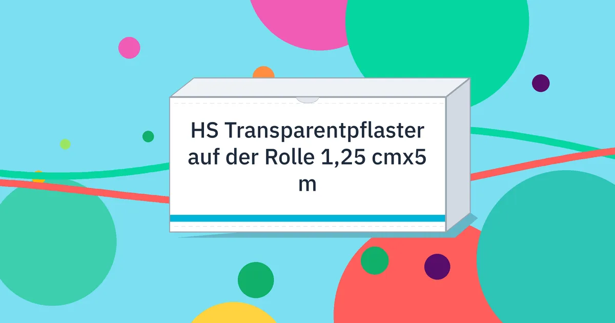 Symbolbild: Packung mit der Aufschrift HS Transparentpflaster auf der Rolle 1,25 cmx5 m (PZN 09742022) – Verfügbarkeit und Bezug in Apotheken in Frankfurt am Main
