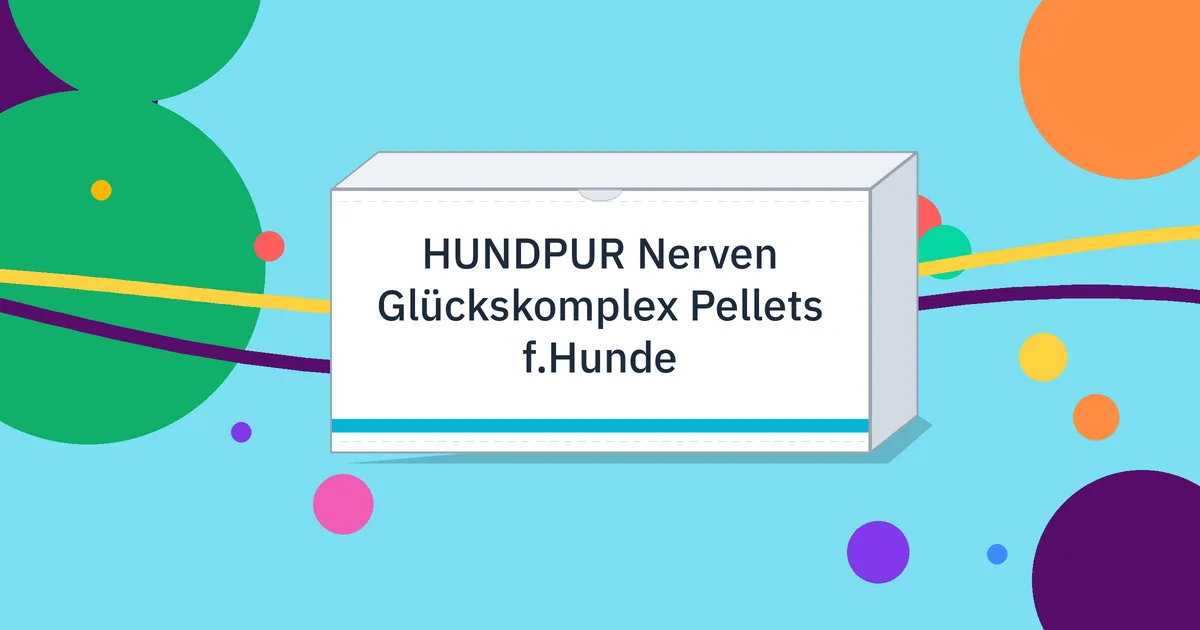 Symbolbild: Packung mit der Aufschrift HUNDPUR Nerven Glückskomplex Pellets f.Hunde (PZN 18030036) – Verfügbarkeit und Bezug in Apotheken in Frankfurt am Main