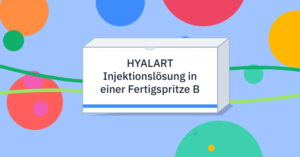 Symbolbild: Packung mit der Aufschrift HYALART Injektionslösung in einer Fertigspritze B (PZN 12344489) – Verfügbarkeit und Bezug in Apotheken in Frankfurt am Main