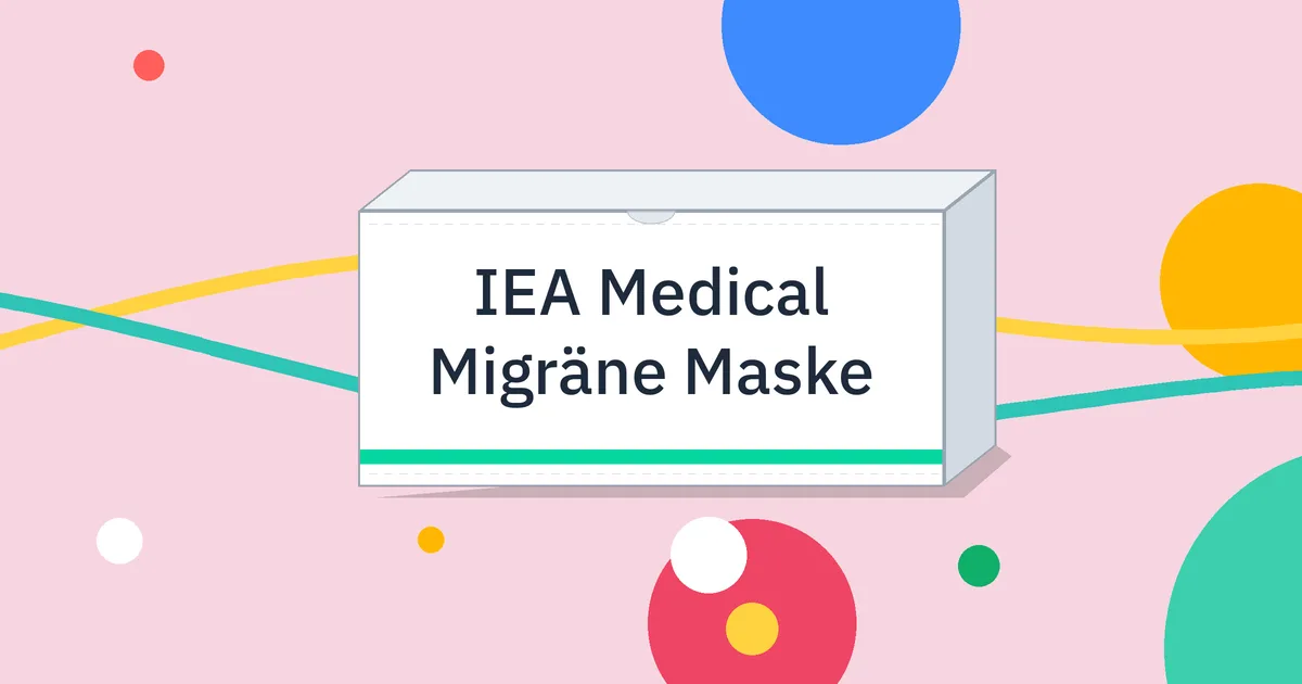 Symbolbild: Packung mit der Aufschrift IEA Medical Migräne Maske (PZN 19109917) – Verfügbarkeit und Bezug in Apotheken in Frankfurt am Main