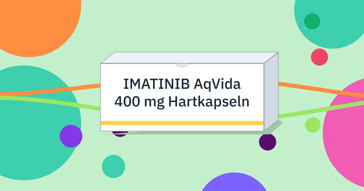 Symbolbild: Packung mit der Aufschrift IMATINIB AqVida 400 mg Hartkapseln (PZN 13153633) – Verfügbarkeit und Bezug in Apotheken in Frankfurt am Main