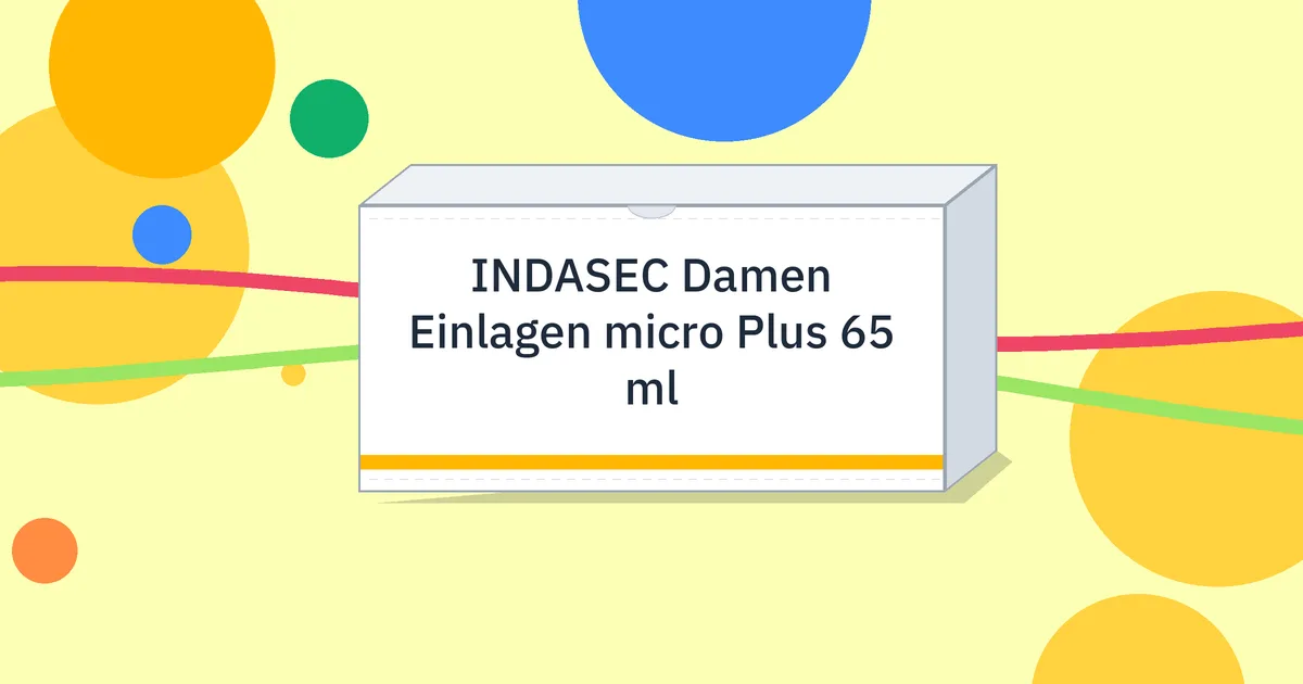 Symbolbild: Packung mit der Aufschrift INDASEC Damen Einlagen micro Plus 65 ml (PZN 09922439) – Verfügbarkeit und Bezug in Apotheken in Frankfurt am Main