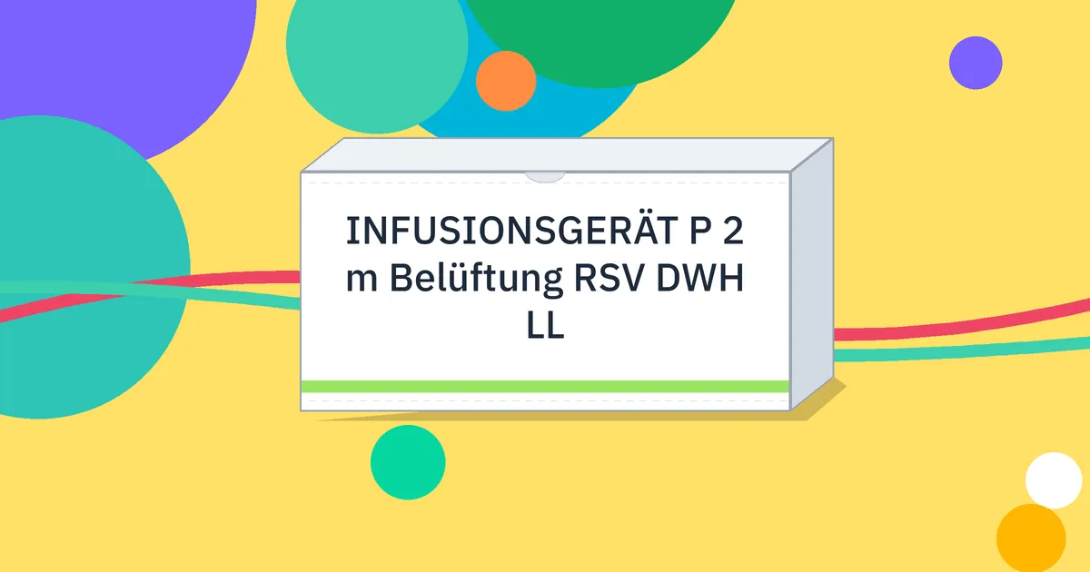 Symbolbild: Packung mit der Aufschrift INFUSIONSGERÄT P 2 m Belüftung RSV DWH LL (PZN 17488023) – Verfügbarkeit und Bezug in Apotheken in Frankfurt am Main