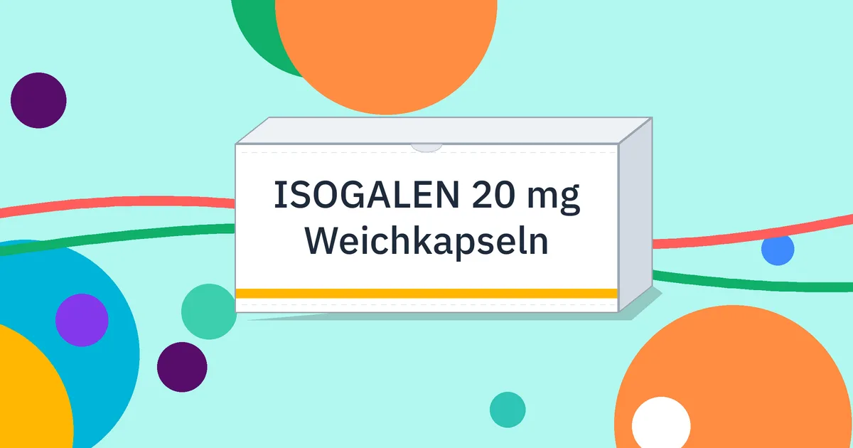 Symbolbild: Packung mit der Aufschrift ISOGALEN 20 mg Weichkapseln (PZN 03512137) – Verfügbarkeit und Bezug in Apotheken in Frankfurt am Main