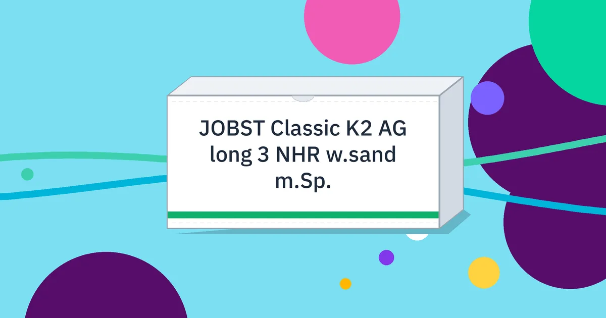 Symbolbild: Packung mit der Aufschrift JOBST Classic K2 AG long 3 NHR w.sand m.Sp. (PZN 10727051) – Verfügbarkeit und Bezug in Apotheken in Frankfurt am Main