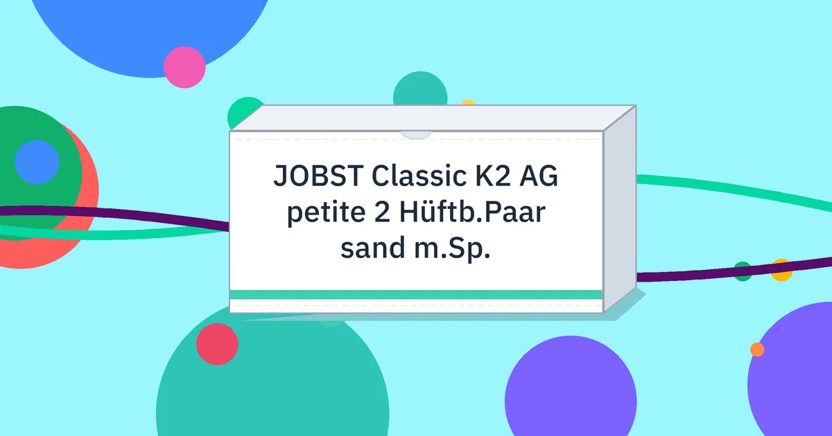 Symbolbild: Packung mit der Aufschrift JOBST Classic K2 AG petite 2 Hüftb.Paar sand m.Sp. (PZN 13064869) – Verfügbarkeit und Bezug in Apotheken in Frankfurt am Main