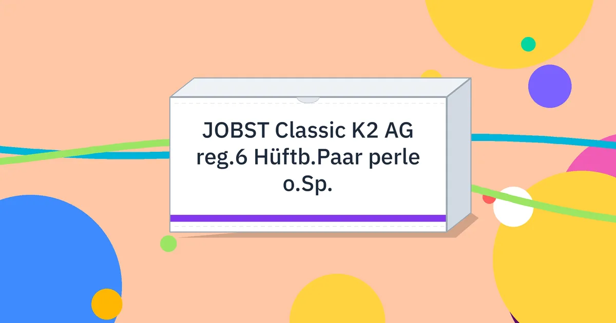 Symbolbild: Packung mit der Aufschrift JOBST Classic K2 AG reg.6 Hüftb.Paar perle o.Sp. (PZN 13066756) – Verfügbarkeit und Bezug in Apotheken in Frankfurt am Main