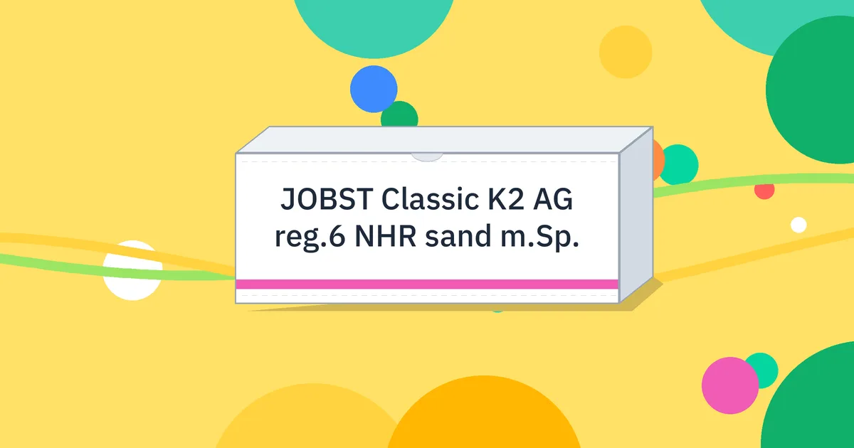 Symbolbild: Packung mit der Aufschrift JOBST Classic K2 AG reg.6 NHR sand m.Sp. (PZN 11271966) – Verfügbarkeit und Bezug in Apotheken in Frankfurt am Main