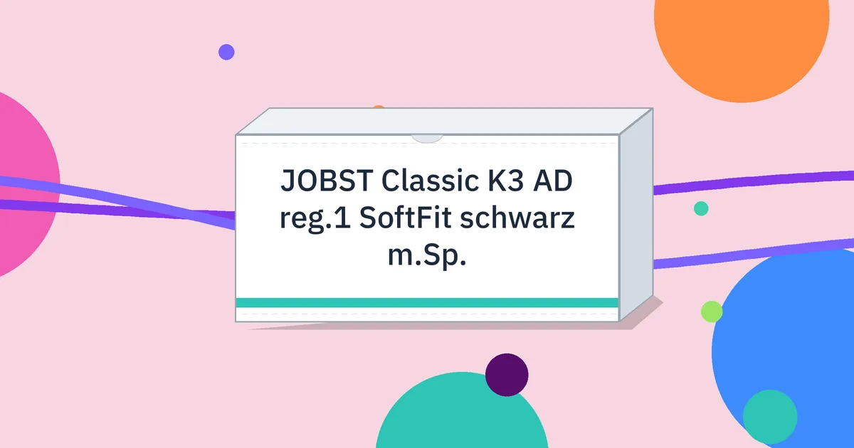 Symbolbild: Packung mit der Aufschrift JOBST Classic K3 AD reg.1 SoftFit schwarz m.Sp. (PZN 14224016) – Verfügbarkeit und Bezug in Apotheken in Frankfurt am Main