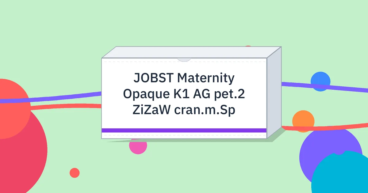 Symbolbild: Packung mit der Aufschrift JOBST Maternity Opaque K1 AG pet.2 ZiZaW cran.m.Sp (PZN 15857427) – Verfügbarkeit und Bezug in Apotheken in Frankfurt am Main
