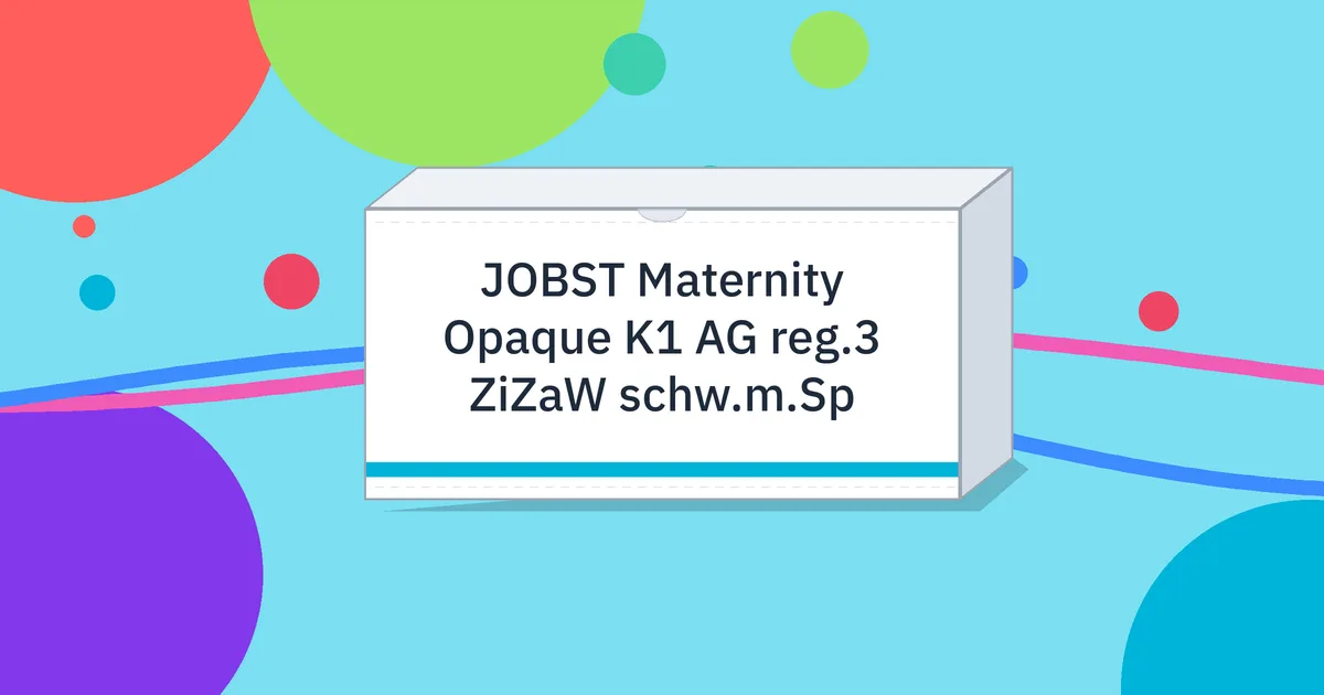 Symbolbild: Packung mit der Aufschrift JOBST Maternity Opaque K1 AG reg.3 ZiZaW schw.m.Sp (PZN 15852447) – Verfügbarkeit und Bezug in Apotheken in Frankfurt am Main