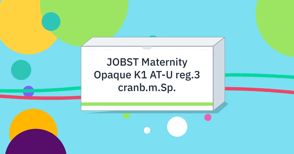 Symbolbild: Packung mit der Aufschrift JOBST Maternity Opaque K1 AT-U reg.3 cranb.m.Sp. (PZN 15857522) – Verfügbarkeit und Bezug in Apotheken in Frankfurt am Main