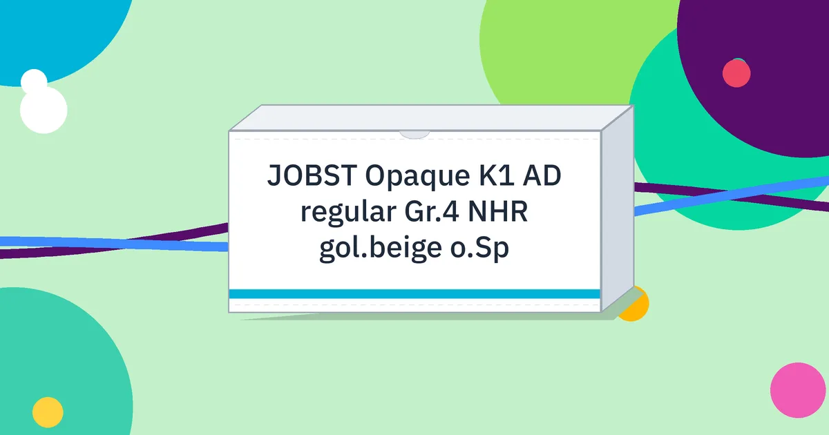 Symbolbild: Packung mit der Aufschrift JOBST Opaque K1 AD regular Gr.4 NHR gol.beige o.Sp (PZN 16262682) – Verfügbarkeit und Bezug in Apotheken in Frankfurt am Main