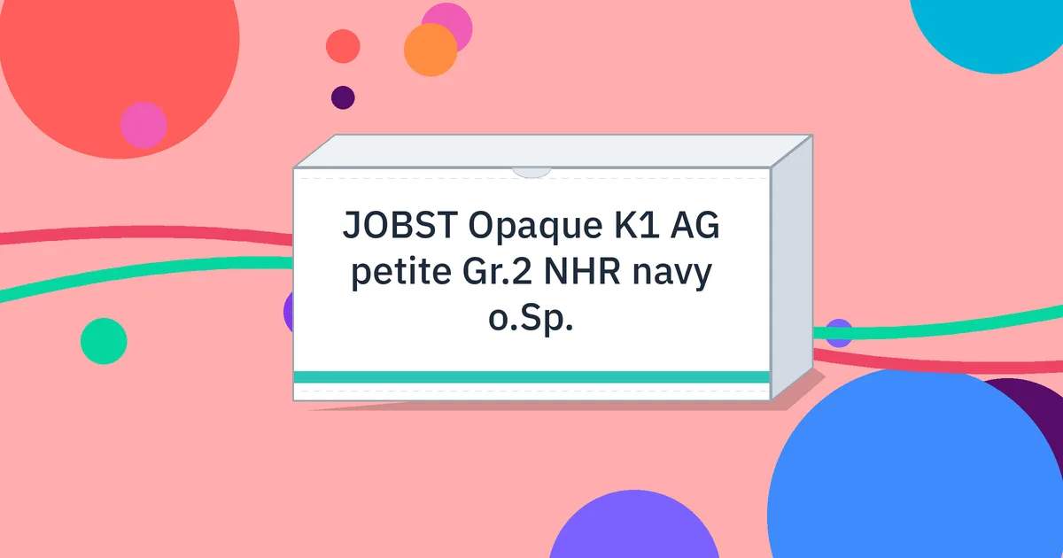 Symbolbild: Packung mit der Aufschrift JOBST Opaque K1 AG petite Gr.2 NHR navy o.Sp. (PZN 13088120) – Verfügbarkeit und Bezug in Apotheken in Frankfurt am Main