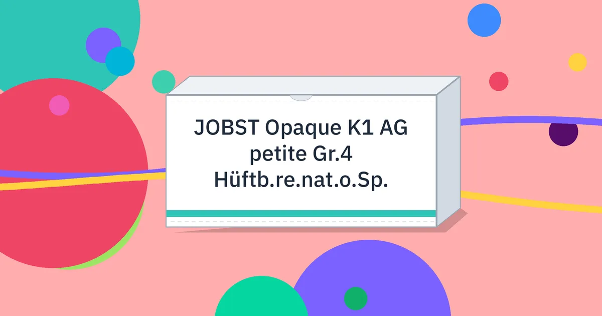 Symbolbild: Packung mit der Aufschrift JOBST Opaque K1 AG petite Gr.4 Hüftb.re.nat.o.Sp. (PZN 13099537) – Verfügbarkeit und Bezug in Apotheken in Frankfurt am Main