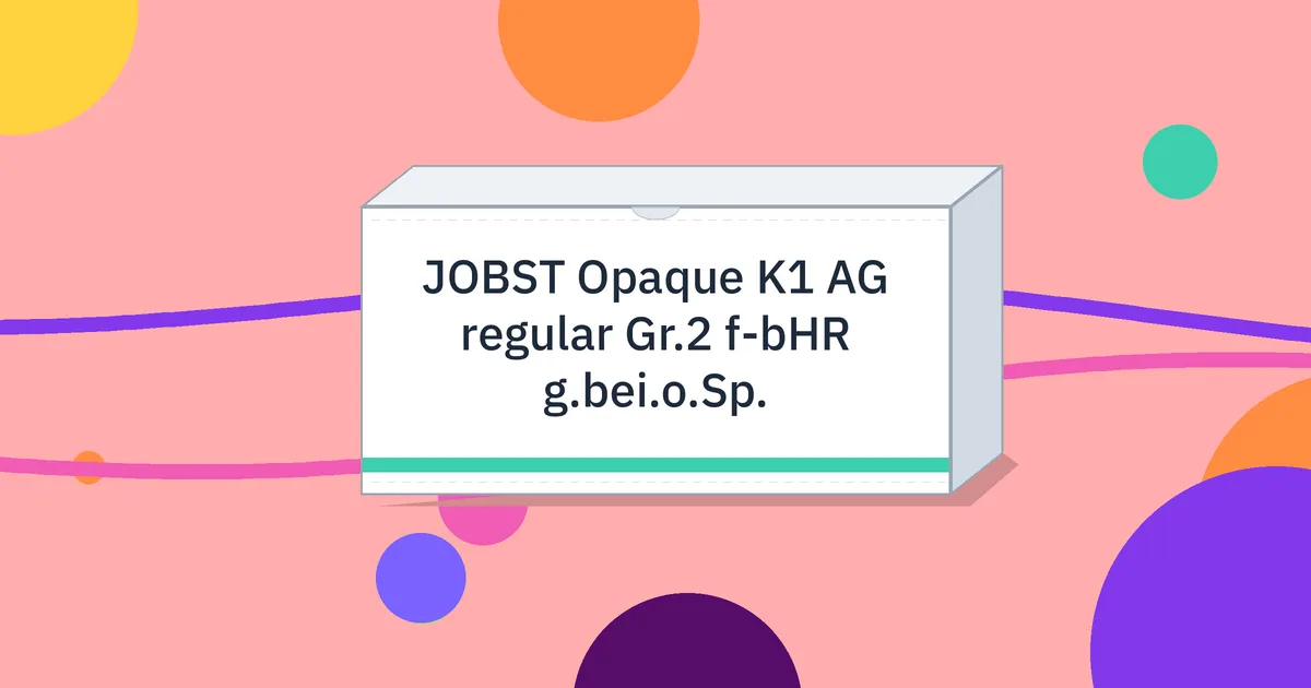 Symbolbild: Packung mit der Aufschrift JOBST Opaque K1 AG regular Gr.2 f-bHR g.bei.o.Sp. (PZN 16265137) – Verfügbarkeit und Bezug in Apotheken in Frankfurt am Main
