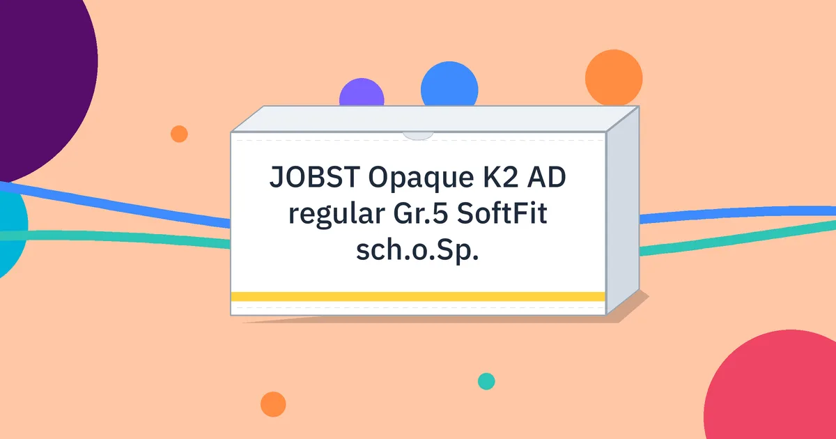 Symbolbild: Packung mit der Aufschrift JOBST Opaque K2 AD regular Gr.5 SoftFit sch.o.Sp. (PZN 11249903) – Verfügbarkeit und Bezug in Apotheken in Frankfurt am Main