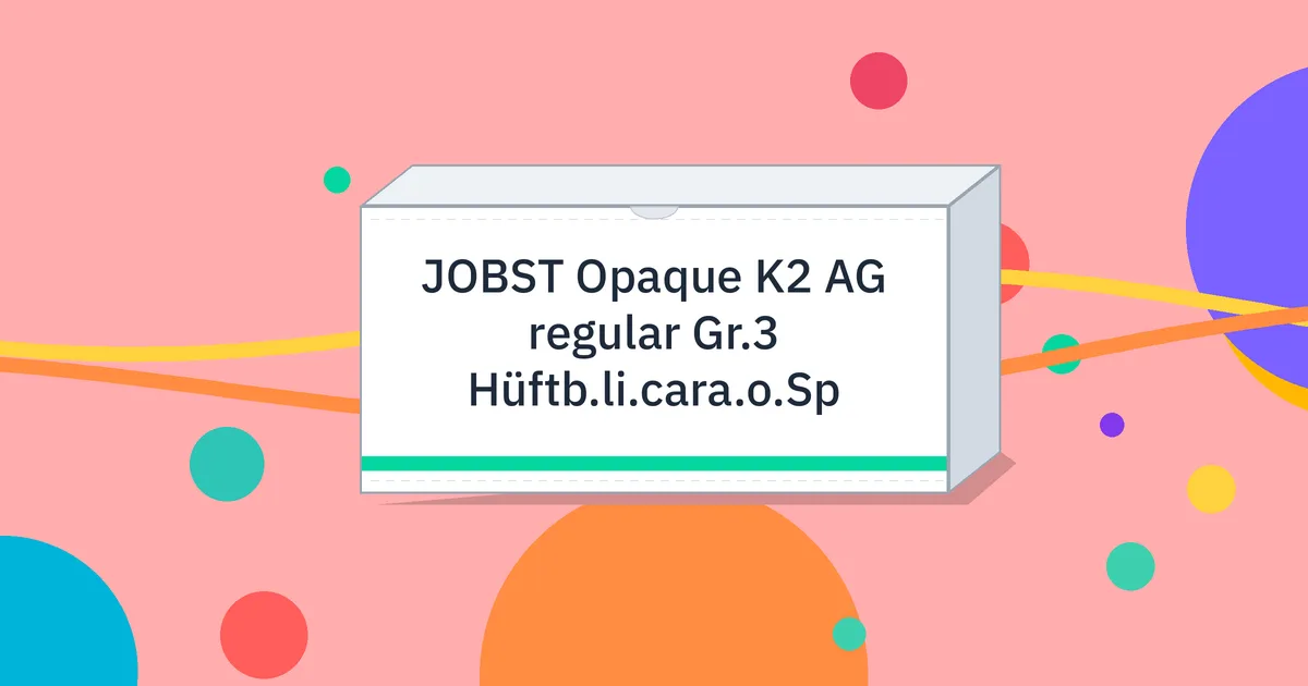 Symbolbild: Packung mit der Aufschrift JOBST Opaque K2 AG regular Gr.3 Hüftb.li.cara.o.Sp (PZN 13116075) – Verfügbarkeit und Bezug in Apotheken in Frankfurt am Main