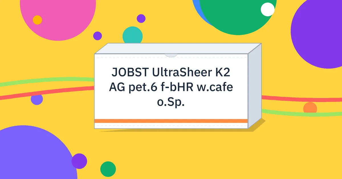 Symbolbild: Packung mit der Aufschrift JOBST UltraSheer K2 AG pet.6 f-bHR w.cafe o.Sp. (PZN 13142960) – Verfügbarkeit und Bezug in Apotheken in Frankfurt am Main