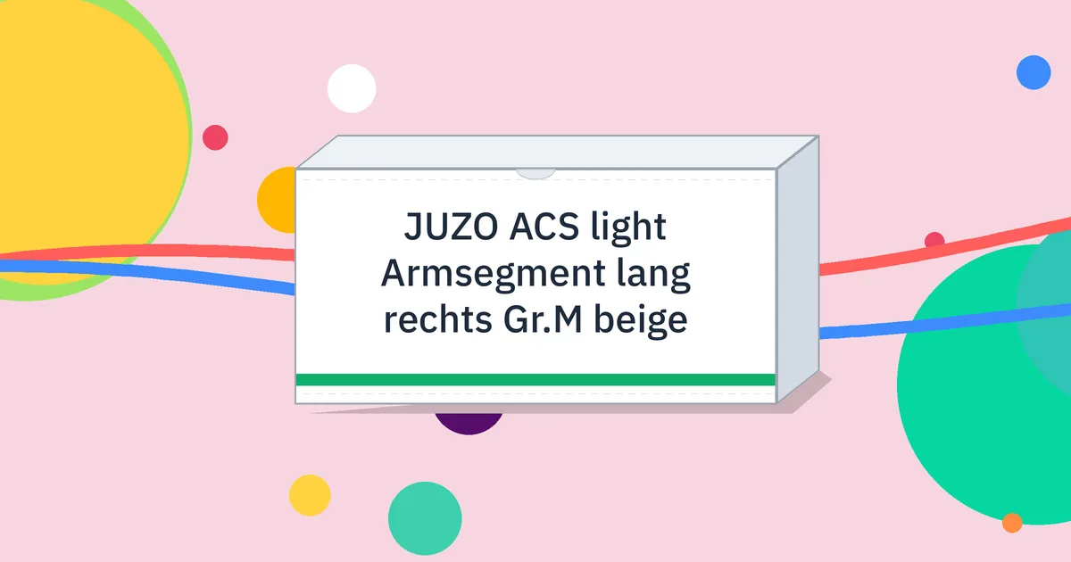 Symbolbild: Packung mit der Aufschrift JUZO ACS light Armsegment lang rechts Gr.M beige (PZN 13885678) – Verfügbarkeit und Bezug in Apotheken in Frankfurt am Main
