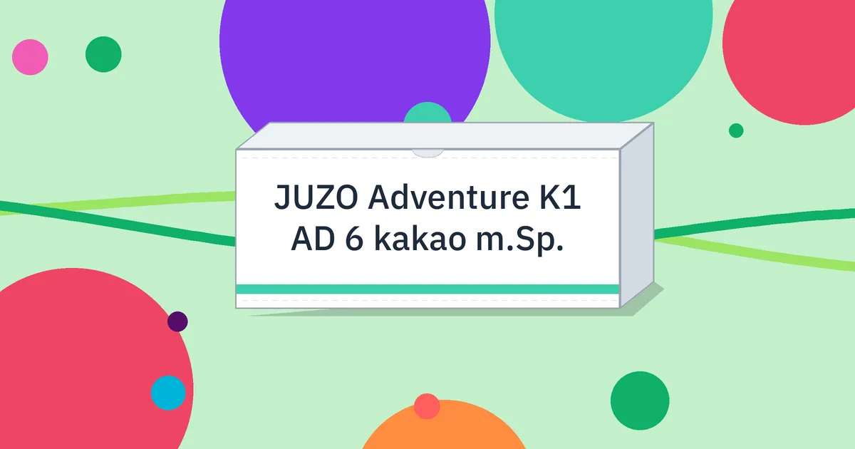 Symbolbild: Packung mit der Aufschrift JUZO Adventure K1 AD 6 kakao m.Sp. (PZN 14971807) – Verfügbarkeit und Bezug in Apotheken in Frankfurt am Main