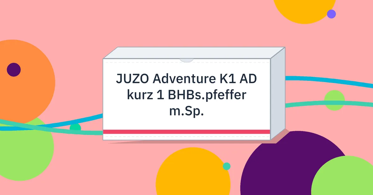 Symbolbild: Packung mit der Aufschrift JUZO Adventure K1 AD kurz 1 BHBs.pfeffer m.Sp. (PZN 15496113) – Verfügbarkeit und Bezug in Apotheken in Frankfurt am Main