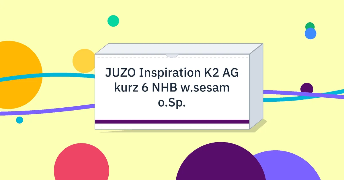 Symbolbild: Packung mit der Aufschrift JUZO Inspiration K2 AG kurz 6 NHB w.sesam o.Sp. (PZN 14923783) – Verfügbarkeit und Bezug in Apotheken in Frankfurt am Main