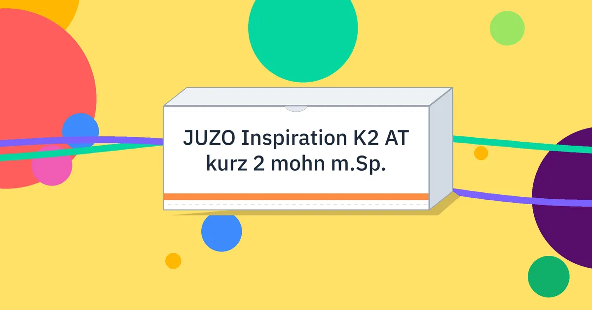 Symbolbild: Packung mit der Aufschrift JUZO Inspiration K2 AT kurz 2 mohn m.Sp. (PZN 14930926) – Verfügbarkeit und Bezug in Apotheken in Frankfurt am Main