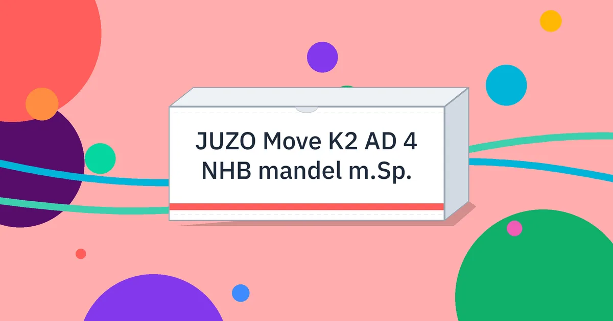 Symbolbild: Packung mit der Aufschrift JUZO Move K2 AD 4 NHB mandel m.Sp. (PZN 16339947) – Verfügbarkeit und Bezug in Apotheken in Frankfurt am Main
