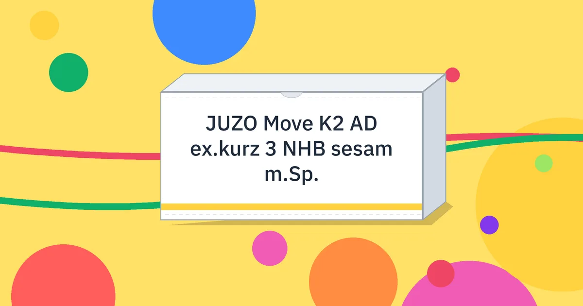 Symbolbild: Packung mit der Aufschrift JUZO Move K2 AD ex.kurz 3 NHB sesam m.Sp. (PZN 18510121) – Verfügbarkeit und Bezug in Apotheken in Frankfurt am Main