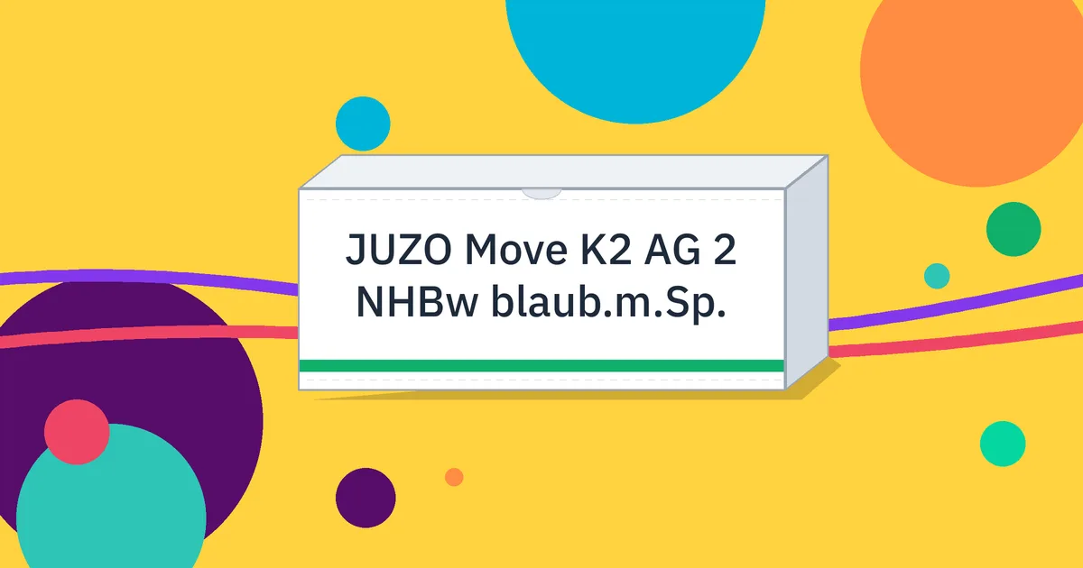 Symbolbild: Packung mit der Aufschrift JUZO Move K2 AG 2 NHBw blaub.m.Sp. (PZN 18554650) – Verfügbarkeit und Bezug in Apotheken in Frankfurt am Main