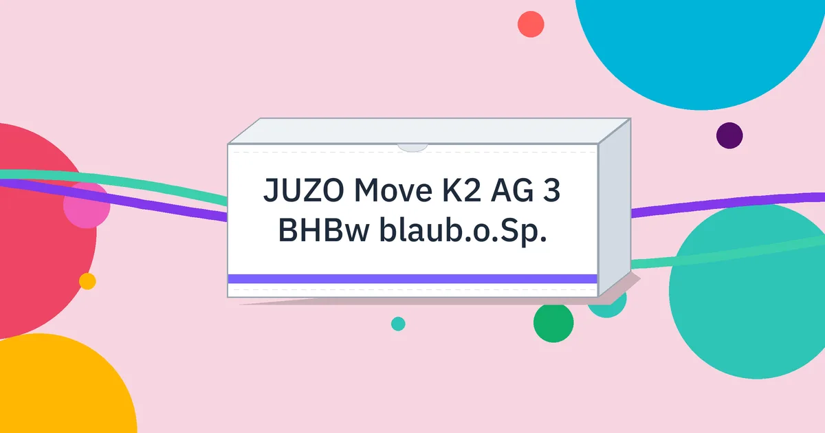 Symbolbild: Packung mit der Aufschrift JUZO Move K2 AG 3 BHBw blaub.o.Sp. (PZN 18557967) – Verfügbarkeit und Bezug in Apotheken in Frankfurt am Main