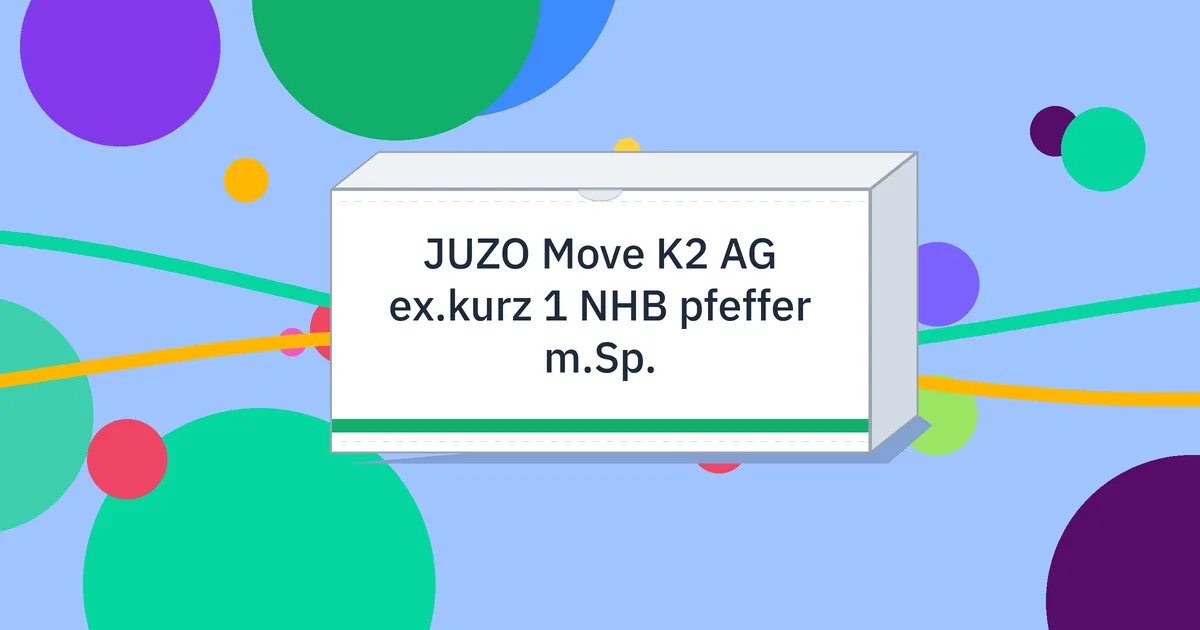 Symbolbild: Packung mit der Aufschrift JUZO Move K2 AG ex.kurz 1 NHB pfeffer m.Sp. (PZN 16637225) – Verfügbarkeit und Bezug in Apotheken in Frankfurt am Main