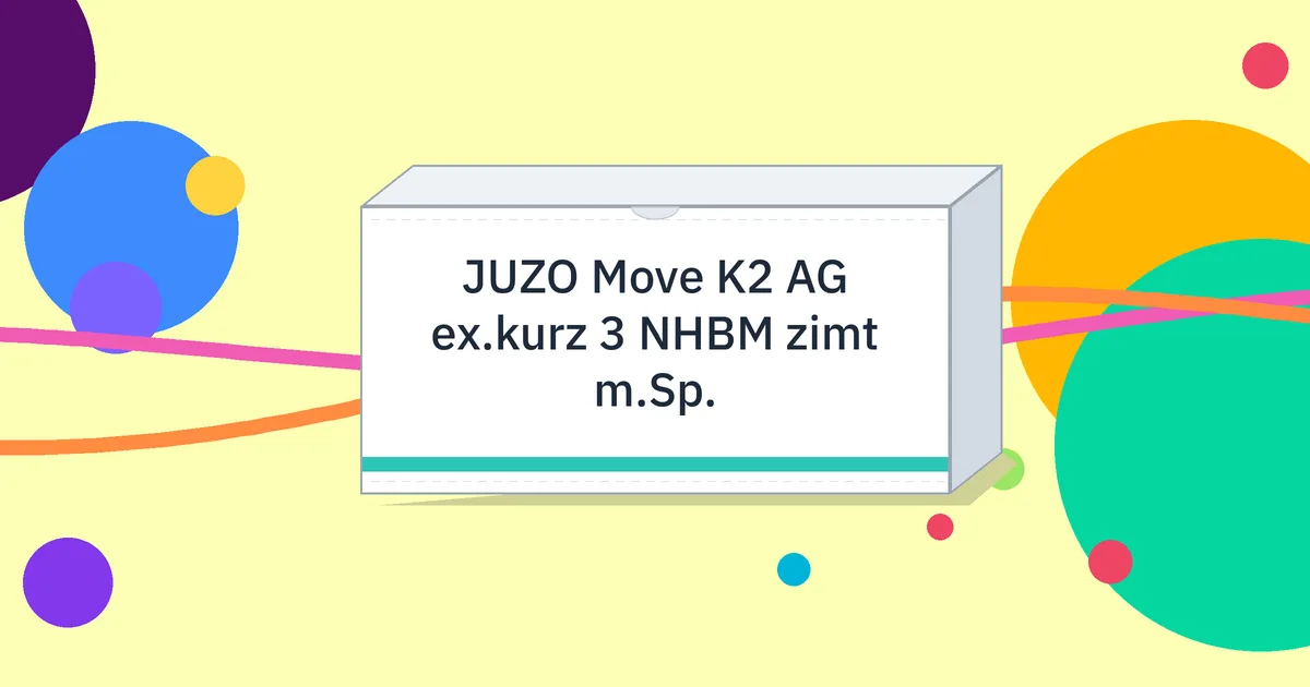 Symbolbild: Packung mit der Aufschrift JUZO Move K2 AG ex.kurz 3 NHBM zimt m.Sp. (PZN 18531229) – Verfügbarkeit und Bezug in Apotheken in Frankfurt am Main