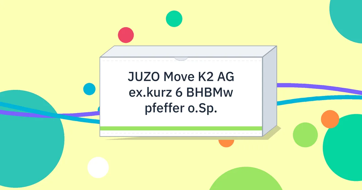 Symbolbild: Packung mit der Aufschrift JUZO Move K2 AG ex.kurz 6 BHBMw pfeffer o.Sp. (PZN 16649659) – Verfügbarkeit und Bezug in Apotheken in Frankfurt am Main