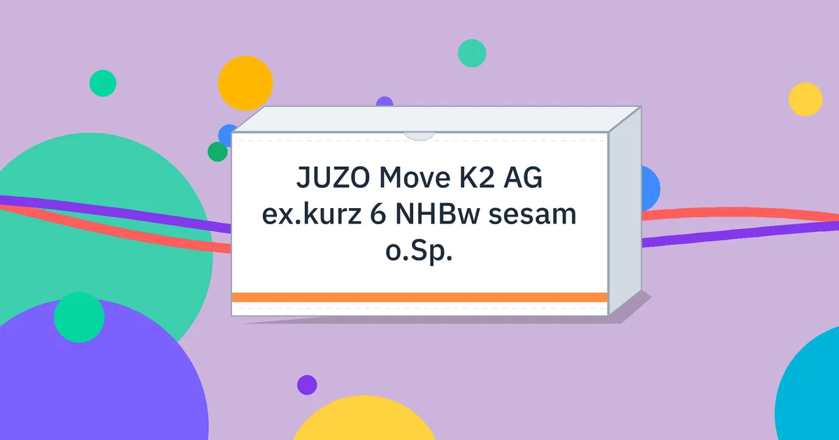 Symbolbild: Packung mit der Aufschrift JUZO Move K2 AG ex.kurz 6 NHBw sesam o.Sp. (PZN 18533091) – Verfügbarkeit und Bezug in Apotheken in Frankfurt am Main