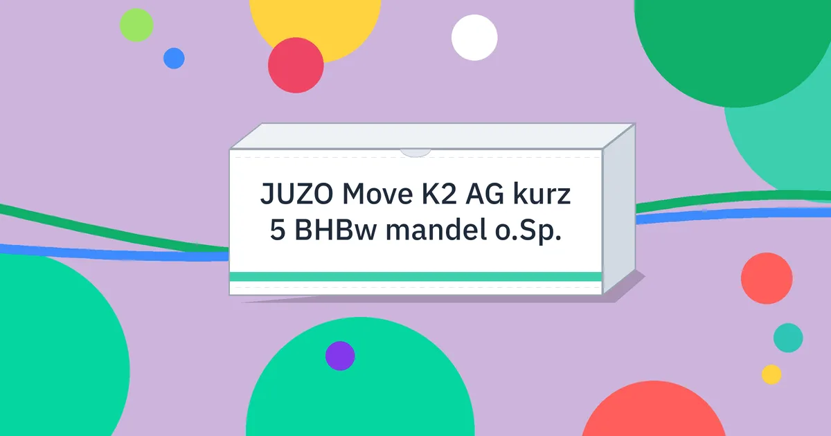 Symbolbild: Packung mit der Aufschrift JUZO Move K2 AG kurz 5 BHBw mandel o.Sp. (PZN 16646431) – Verfügbarkeit und Bezug in Apotheken in Frankfurt am Main
