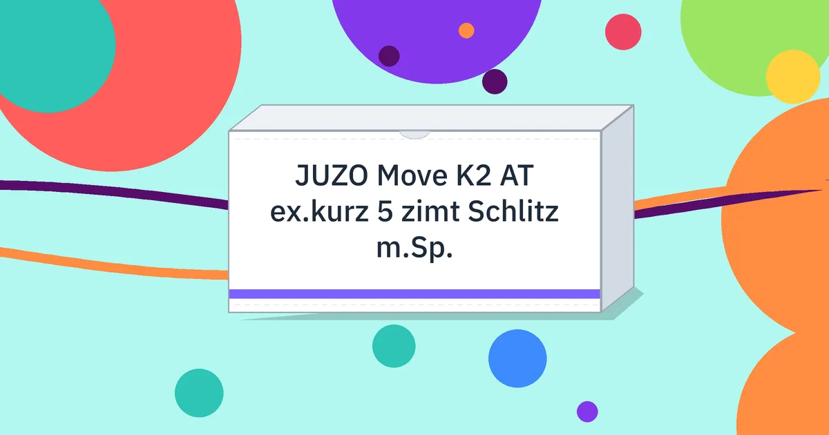 Symbolbild: Packung mit der Aufschrift JUZO Move K2 AT ex.kurz 5 zimt Schlitz m.Sp. (PZN 20671736) – Verfügbarkeit und Bezug in Apotheken in Frankfurt am Main
