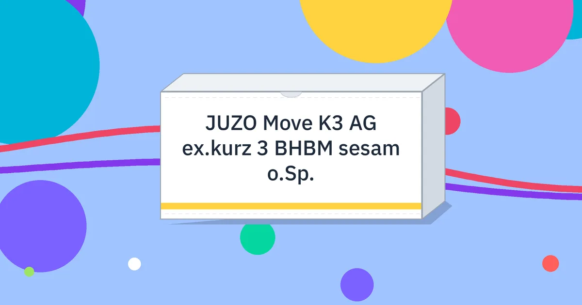 Symbolbild: Packung mit der Aufschrift JUZO Move K3 AG ex.kurz 3 BHBM sesam o.Sp. (PZN 18586041) – Verfügbarkeit und Bezug in Apotheken in Frankfurt am Main