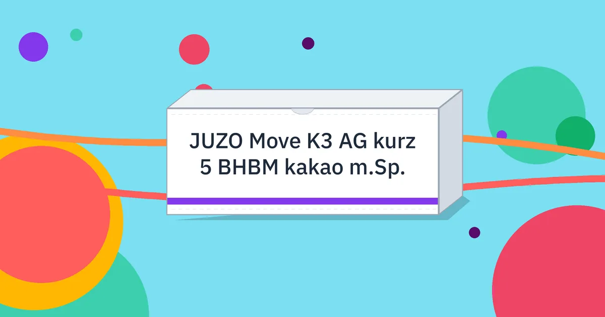 Symbolbild: Packung mit der Aufschrift JUZO Move K3 AG kurz 5 BHBM kakao m.Sp. (PZN 18592018) – Verfügbarkeit und Bezug in Apotheken in Frankfurt am Main