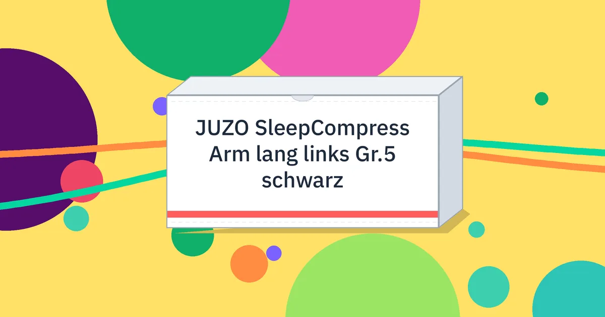 Symbolbild: Packung mit der Aufschrift JUZO SleepCompress Arm lang links Gr.5 schwarz (PZN 18778059) – Verfügbarkeit und Bezug in Apotheken in Frankfurt am Main