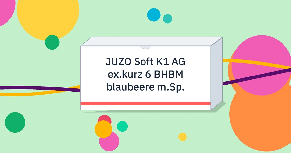 Symbolbild: Packung mit der Aufschrift JUZO Soft K1 AG ex.kurz 6 BHBM blaubeere m.Sp. (PZN 14856443) – Verfügbarkeit und Bezug in Apotheken in Frankfurt am Main