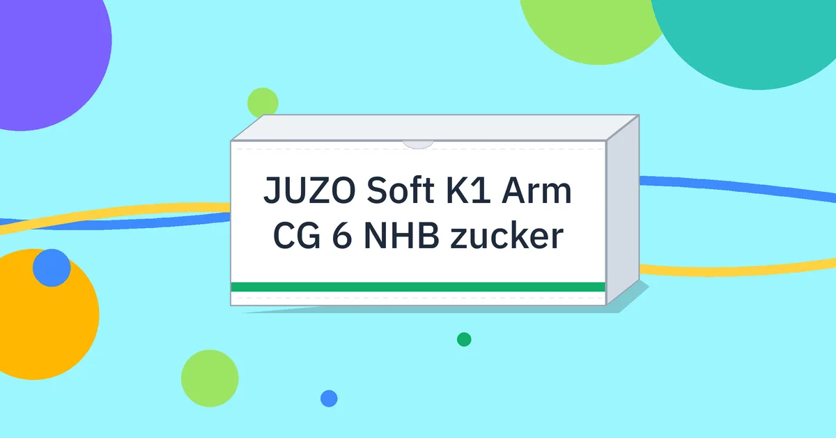 Symbolbild: Packung mit der Aufschrift JUZO Soft K1 Arm CG 6 NHB zucker (PZN 15506857) – Verfügbarkeit und Bezug in Apotheken in Frankfurt am Main