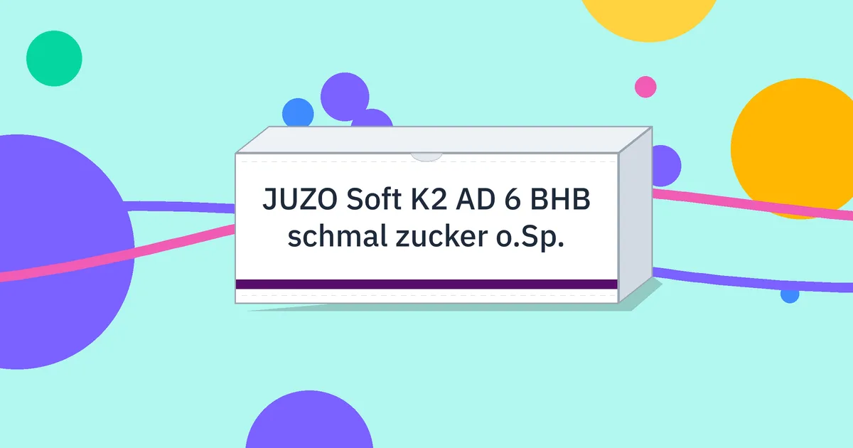 Symbolbild: Packung mit der Aufschrift JUZO Soft K2 AD 6 BHB schmal zucker o.Sp. (PZN 15466827) – Verfügbarkeit und Bezug in Apotheken in Frankfurt am Main