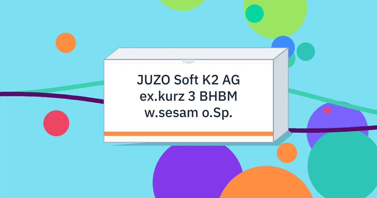 Symbolbild: Packung mit der Aufschrift JUZO Soft K2 AG ex.kurz 3 BHBM w.sesam o.Sp. (PZN 14870087) – Verfügbarkeit und Bezug in Apotheken in Frankfurt am Main