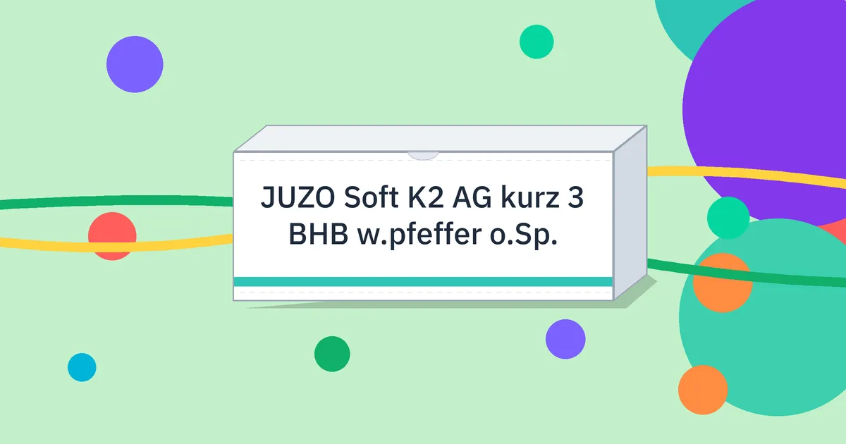 Symbolbild: Packung mit der Aufschrift JUZO Soft K2 AG kurz 3 BHB w.pfeffer o.Sp. (PZN 14842524) – Verfügbarkeit und Bezug in Apotheken in Frankfurt am Main